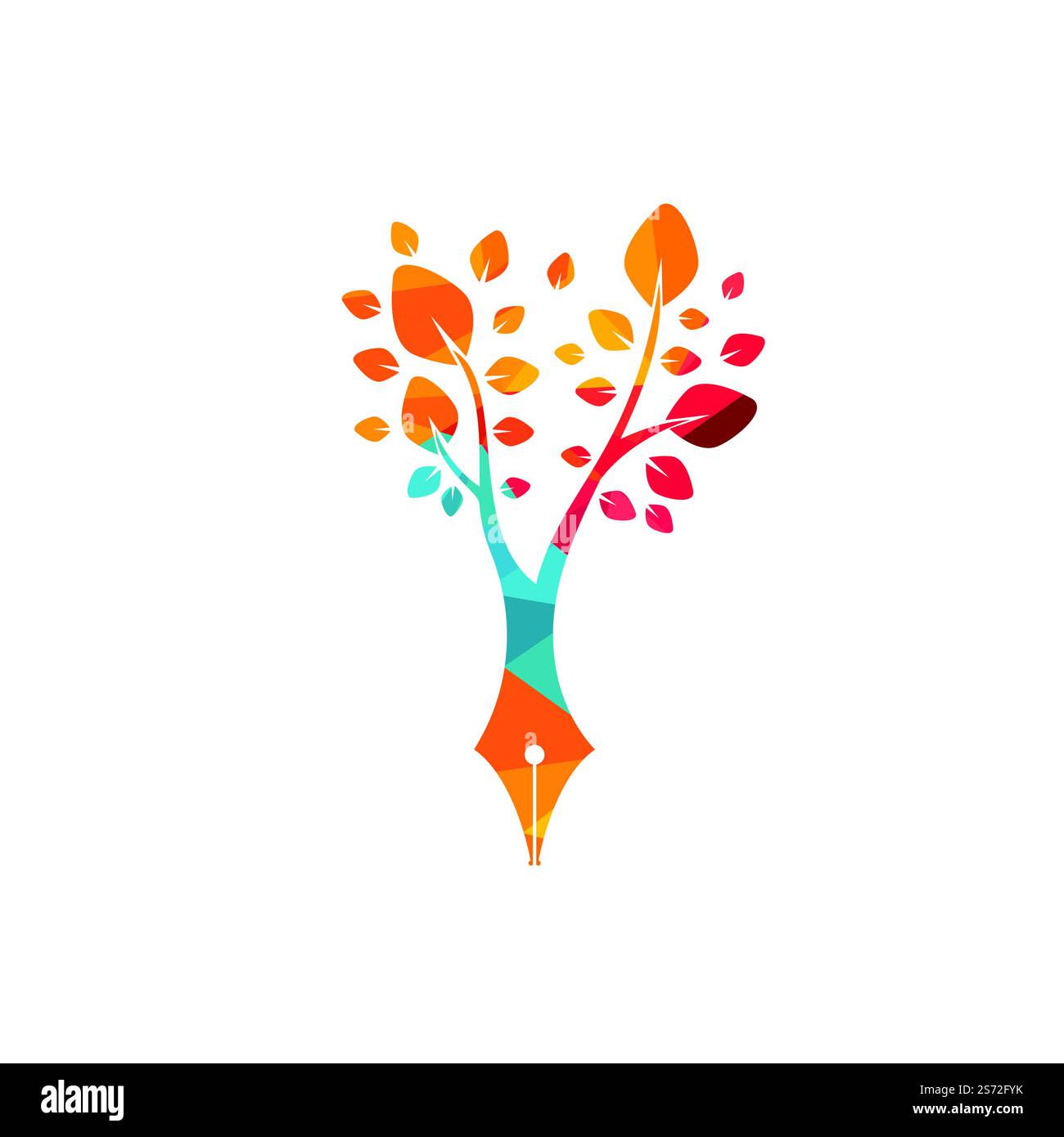 Tree pen vector logo design template. Writer and nature logo concept ...