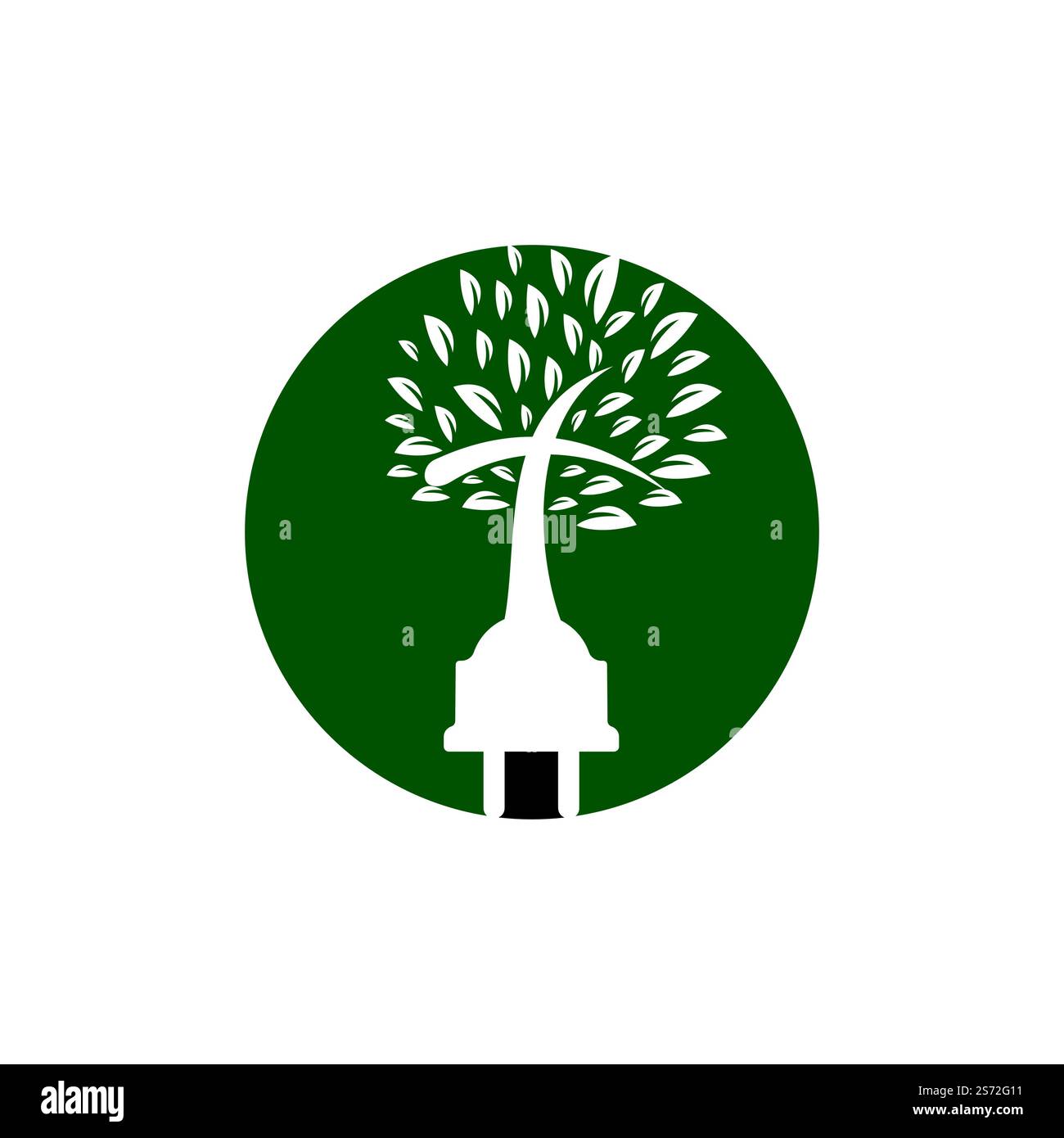 Tech church logo concept. Cord and church tree icon logo design Stock ...
