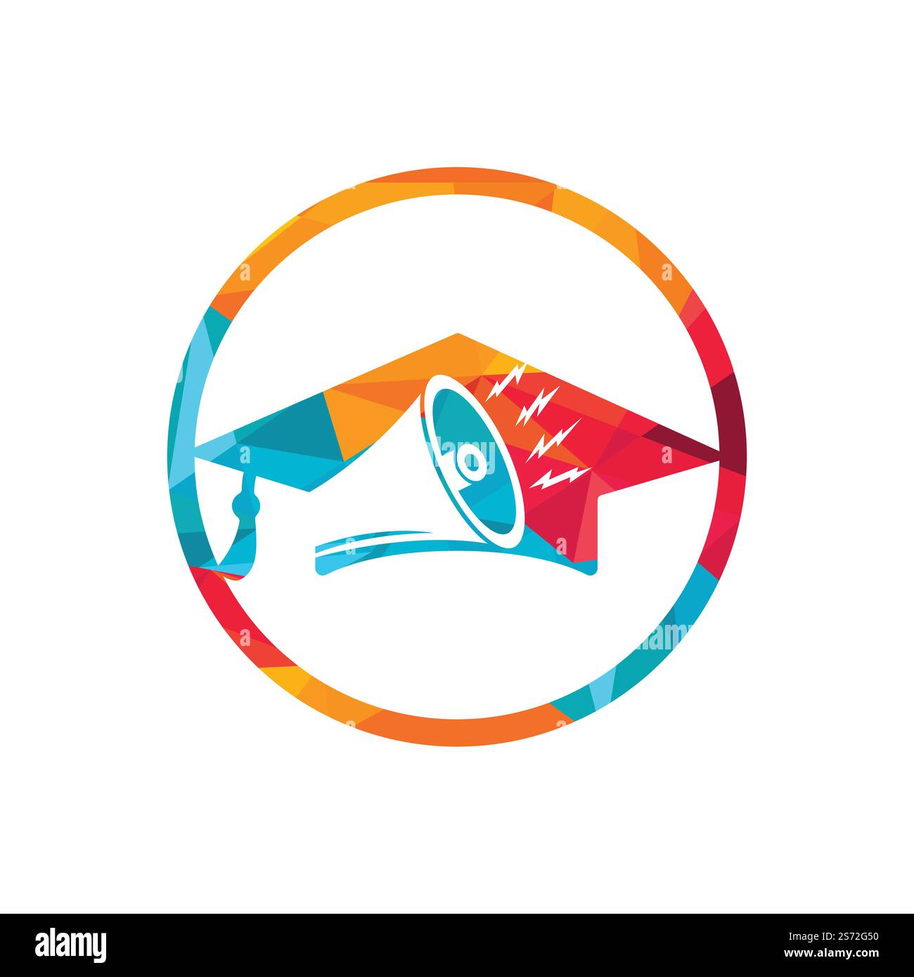 Megaphone with graduation cap vector icon design. Marketing education ...