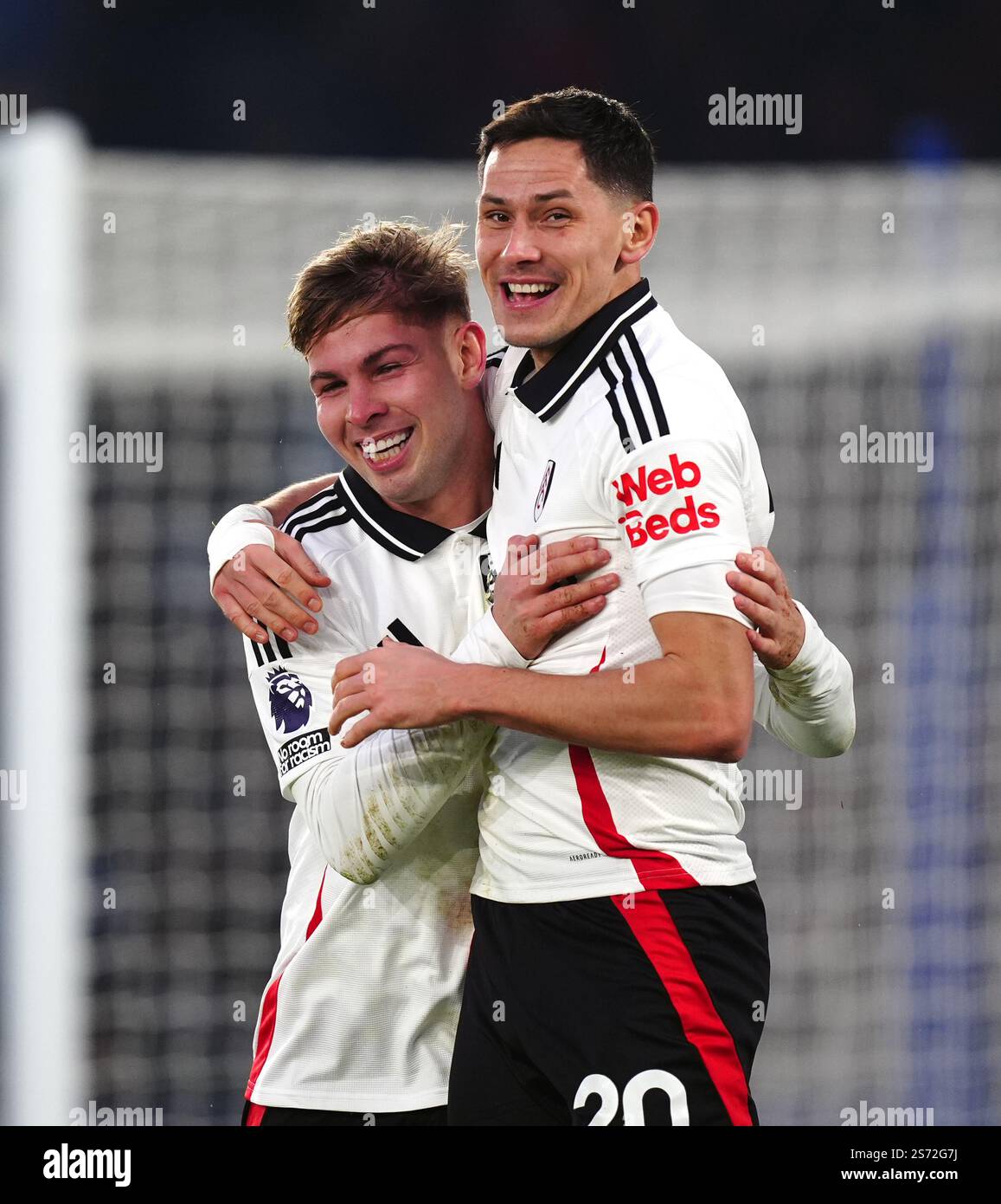 Fulham's Emile Smith Rowe celebrates scoring the opening goal with Sasa ...