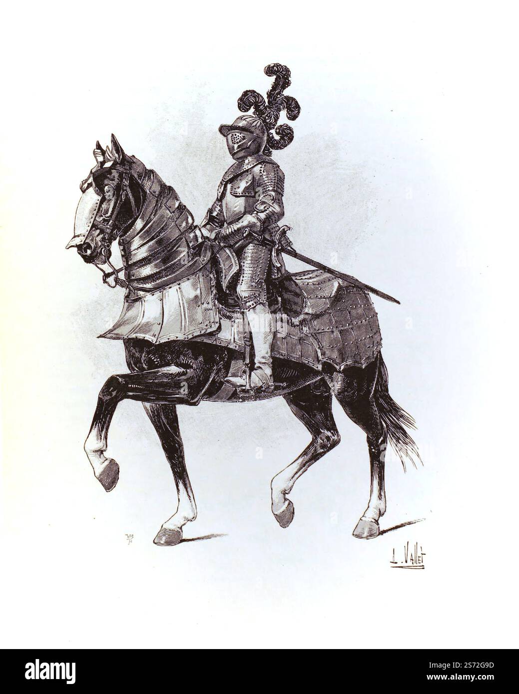 Philip IV; Flemish armour. Vintage historical illustration portrait of ...