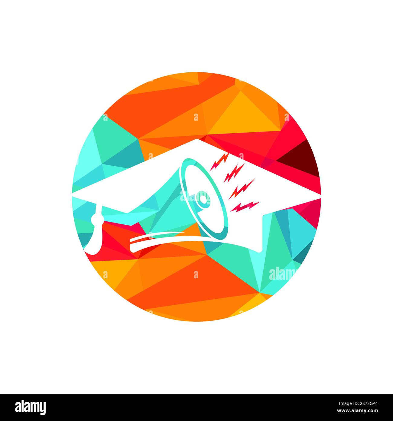 Megaphone with graduation cap vector icon design. Marketing education ...