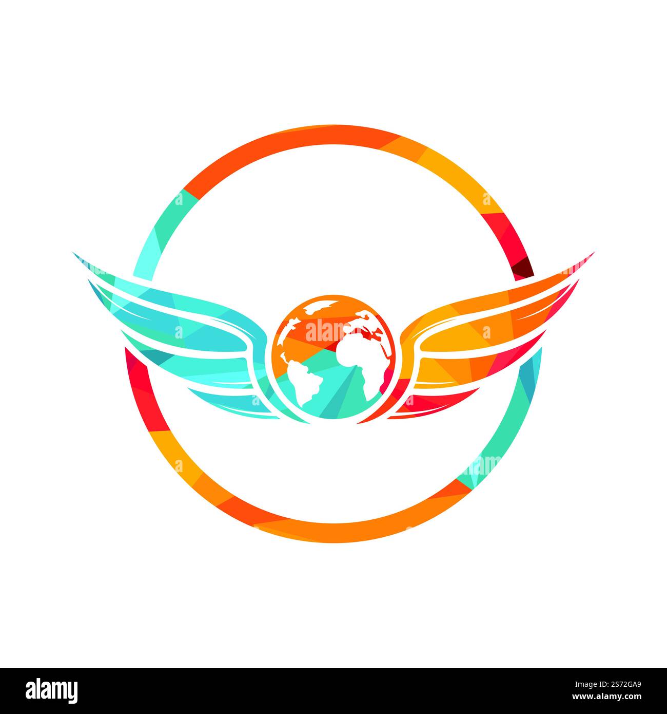 World travel wings vector logo design. Wing and globe icon vector ...