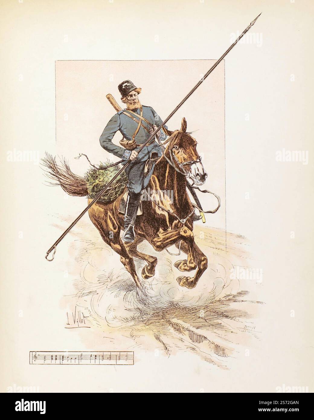 Cossack of the Guard .. Vintage historical illustration portrait of ...