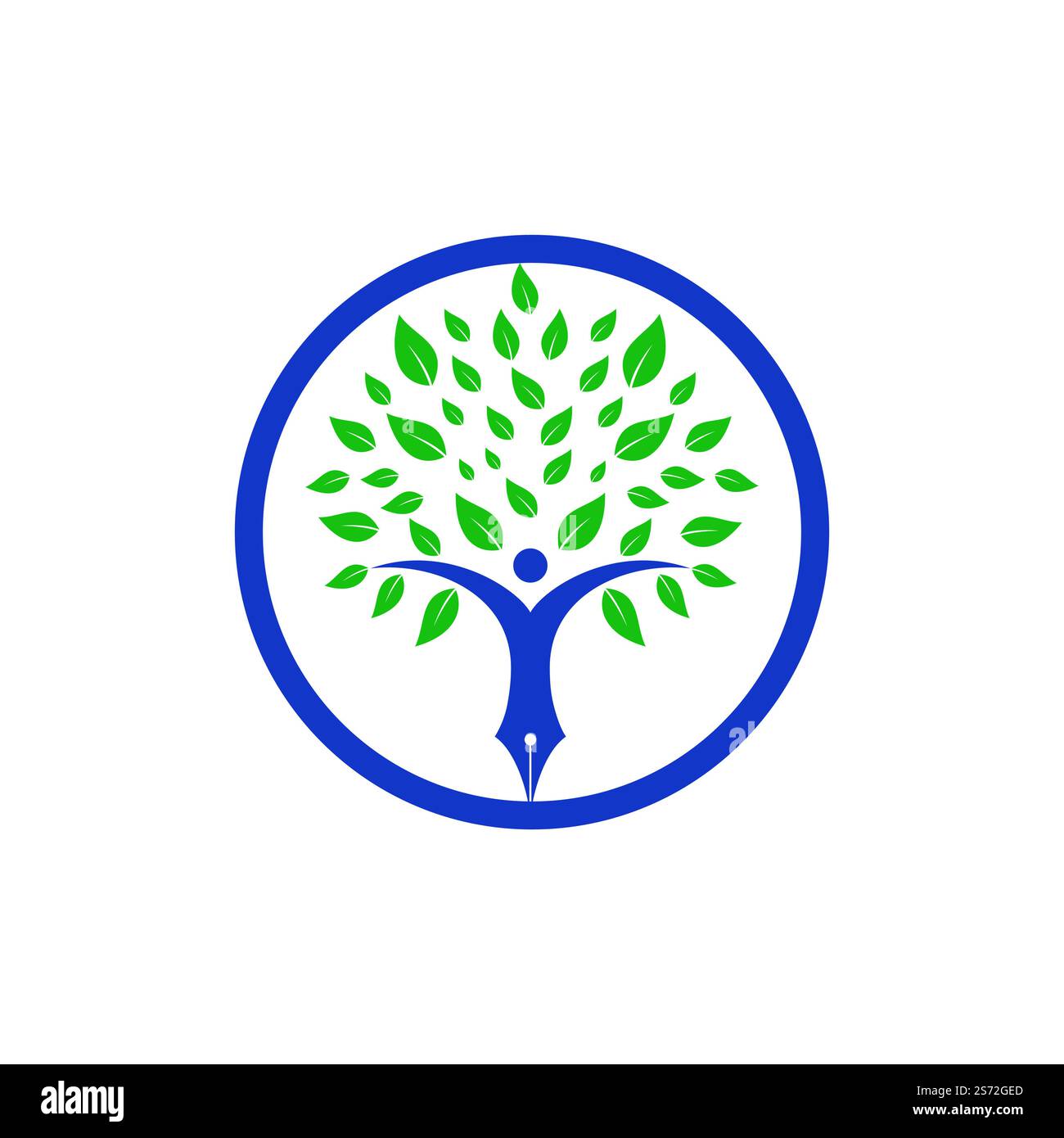 Education insurance and support logo concept. Pen and human tree icon ...