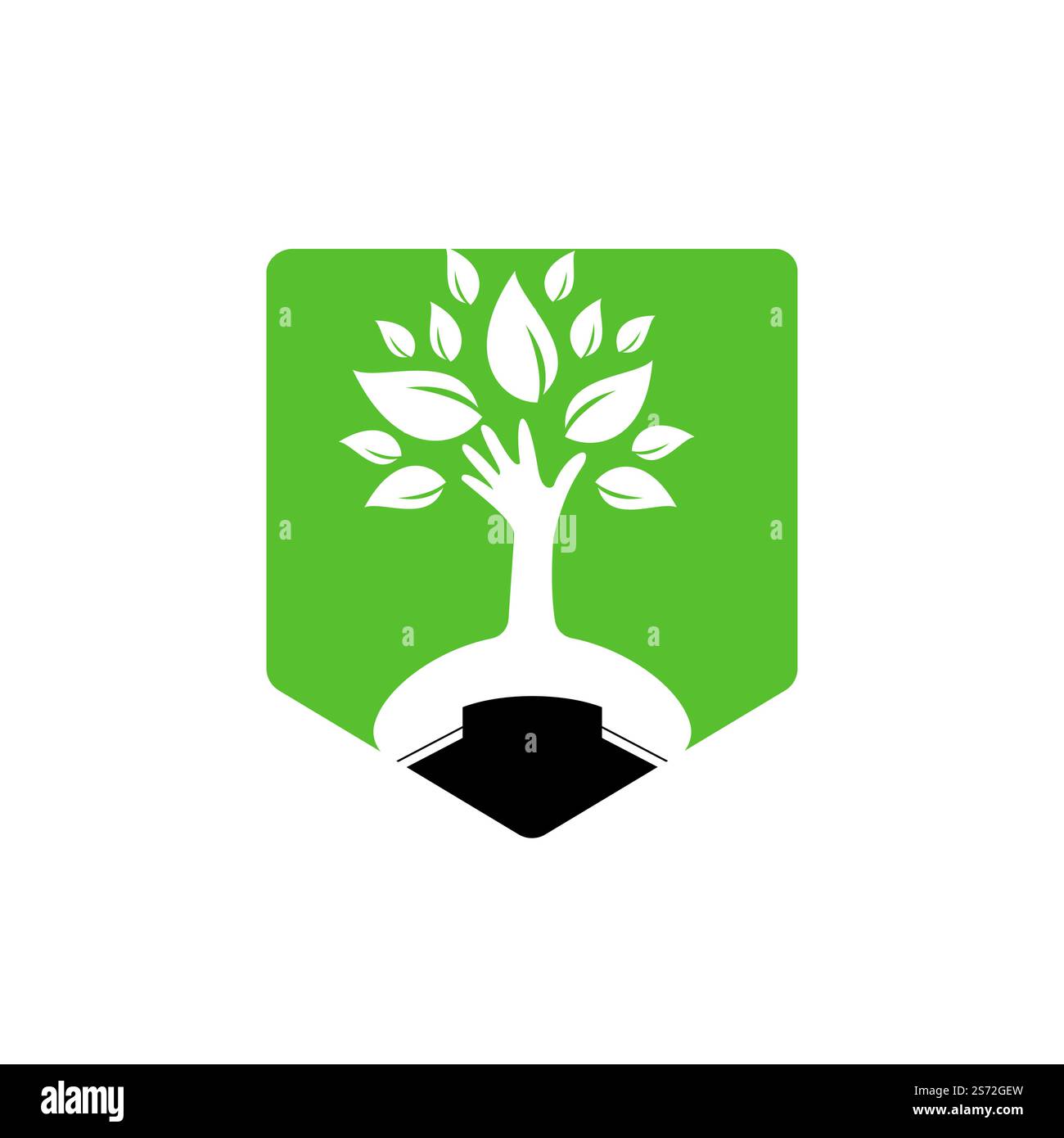 Nature call vector logo design. Handset and hand tree icon design ...