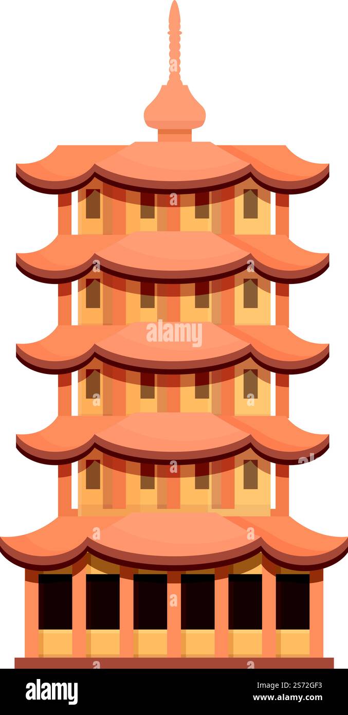 Garden pagoda icon cartoon vector. China building. City temple. Garden ...