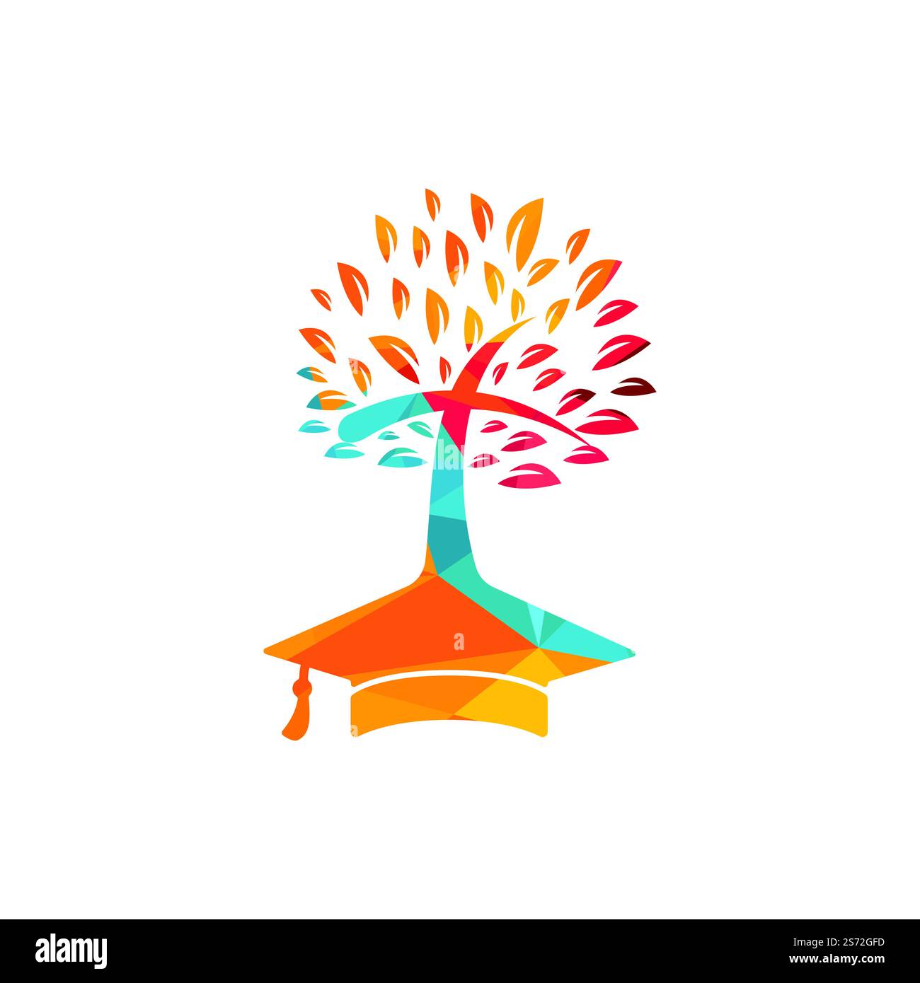 Education church vector logo design. Graduation cap and cross tree icon ...
