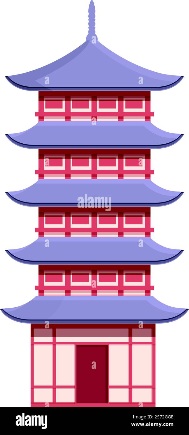 Korean pagoda icon cartoon vector. Ancient temple. City temple. Korean ...