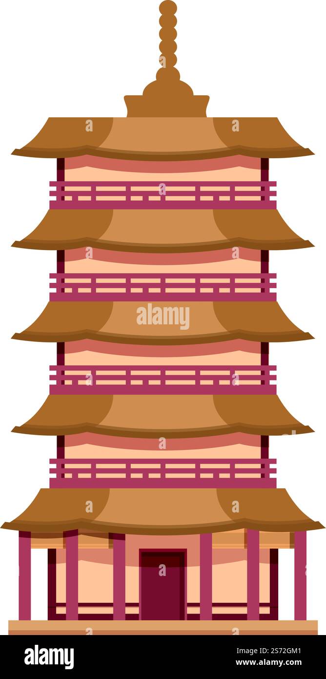 Landscape pagoda icon cartoon vector. China building. House palace ...