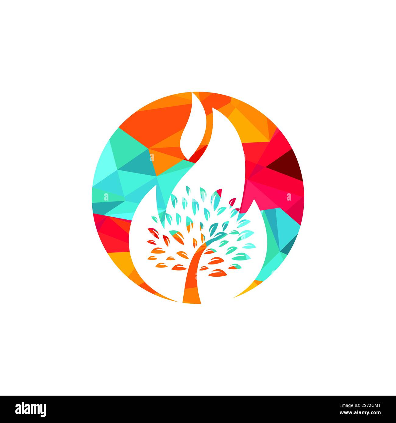 Fire tree vector logo design template. Flame nature icon logo concept ...