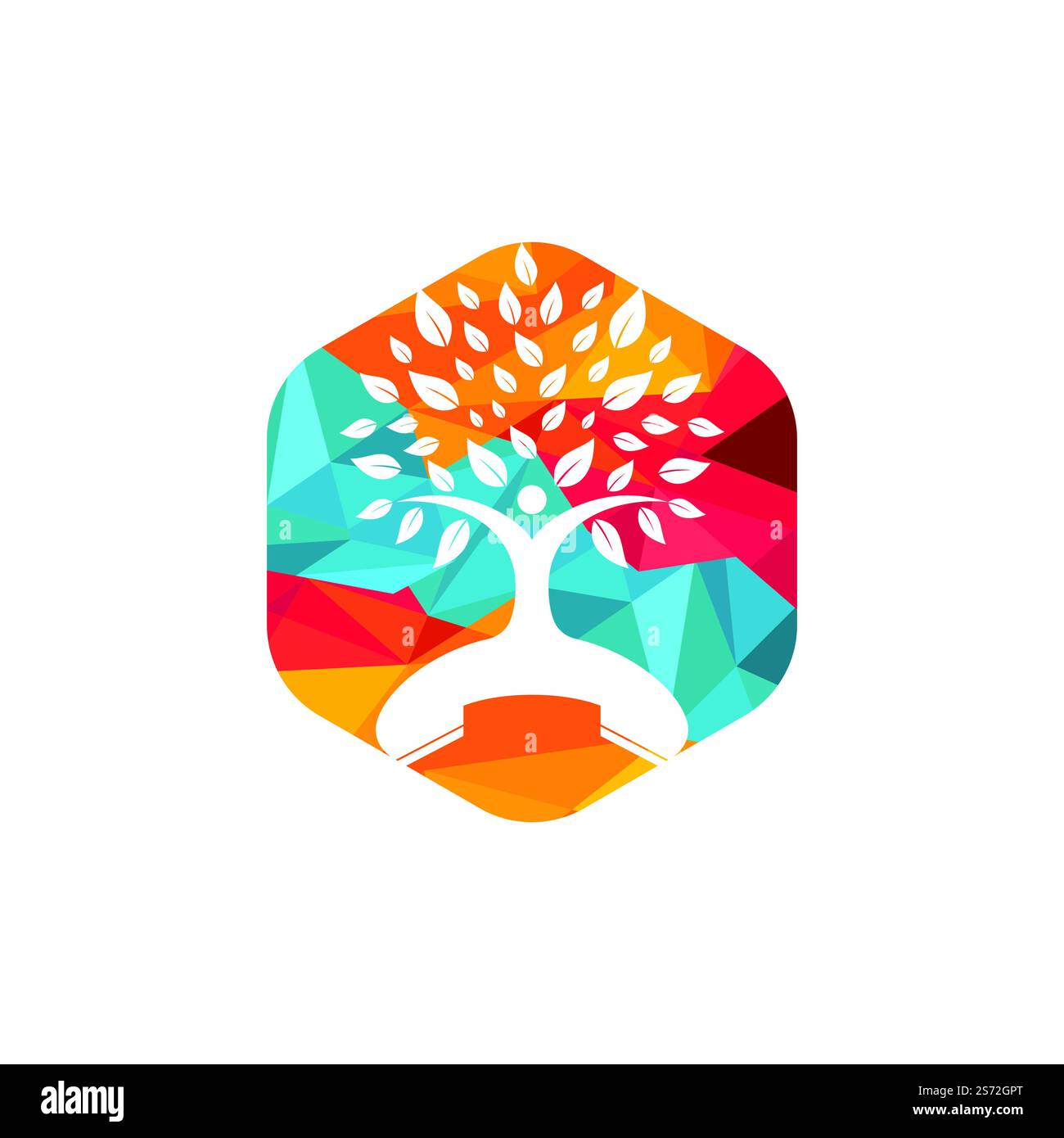 Nature call vector logo design. Handset and human tree icon design ...