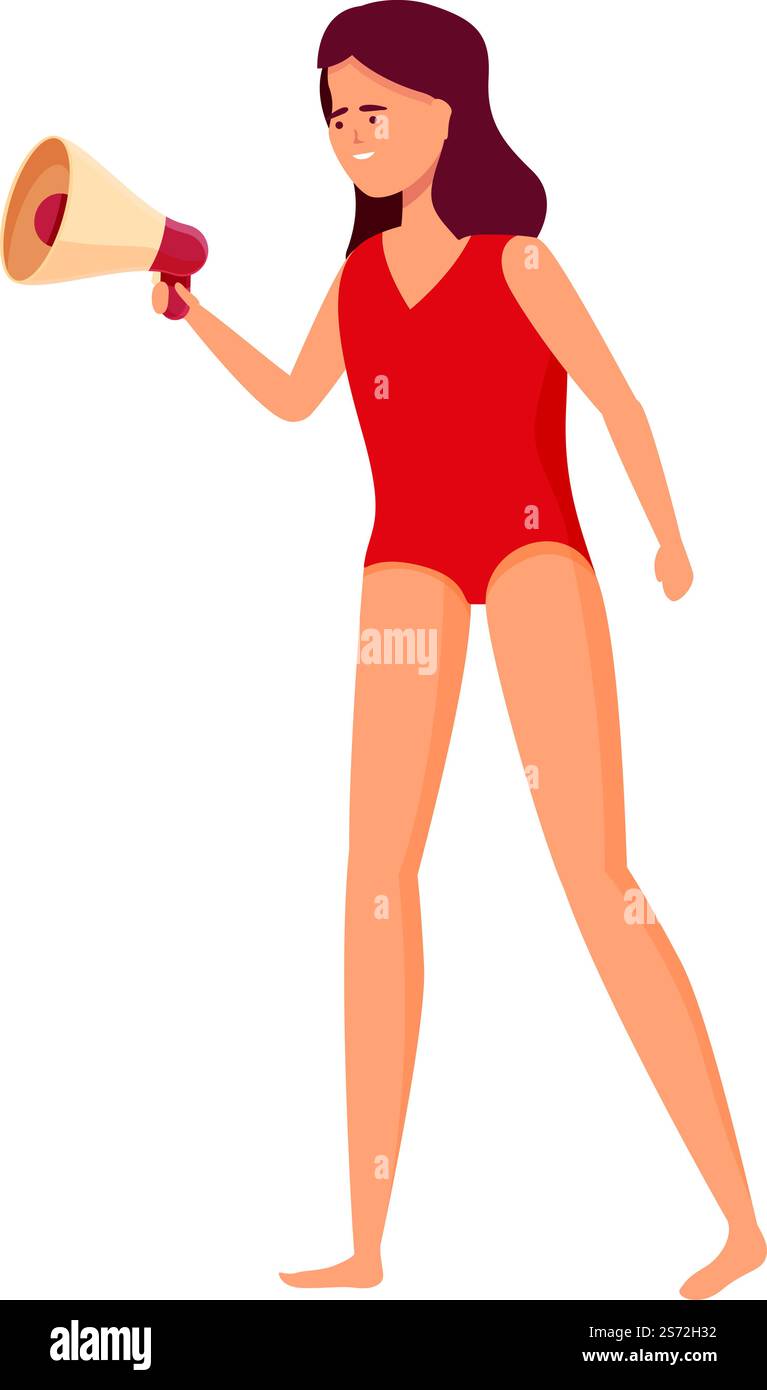 Woman lifeguard speech icon cartoon vector. Guard life. Water ocean ...