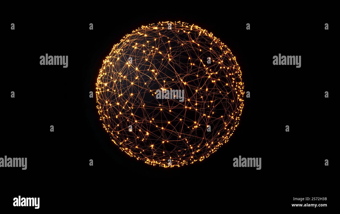 Glowing Abstract Network Globe with Bright Nodes and Dynamic ...