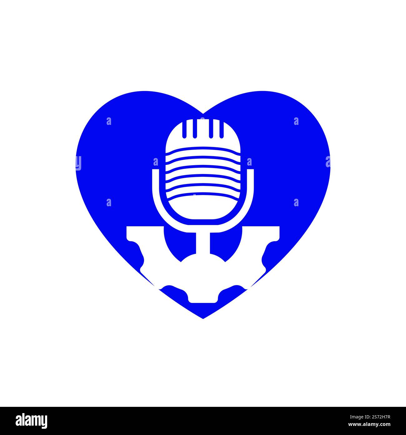 Gear podcast vector logo design template. Cog wheel and mic with heart ...
