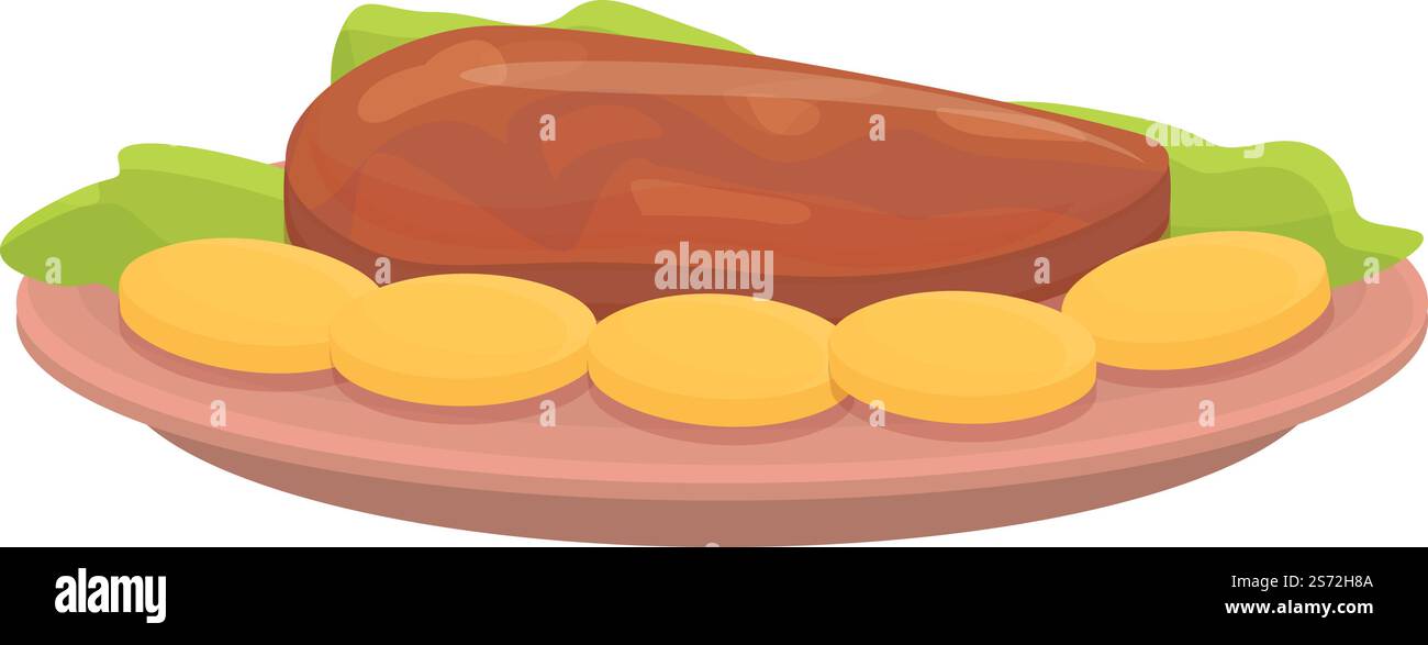 Meat dish icon cartoon vector. Food caribbean. Delicious dinner. Meat ...