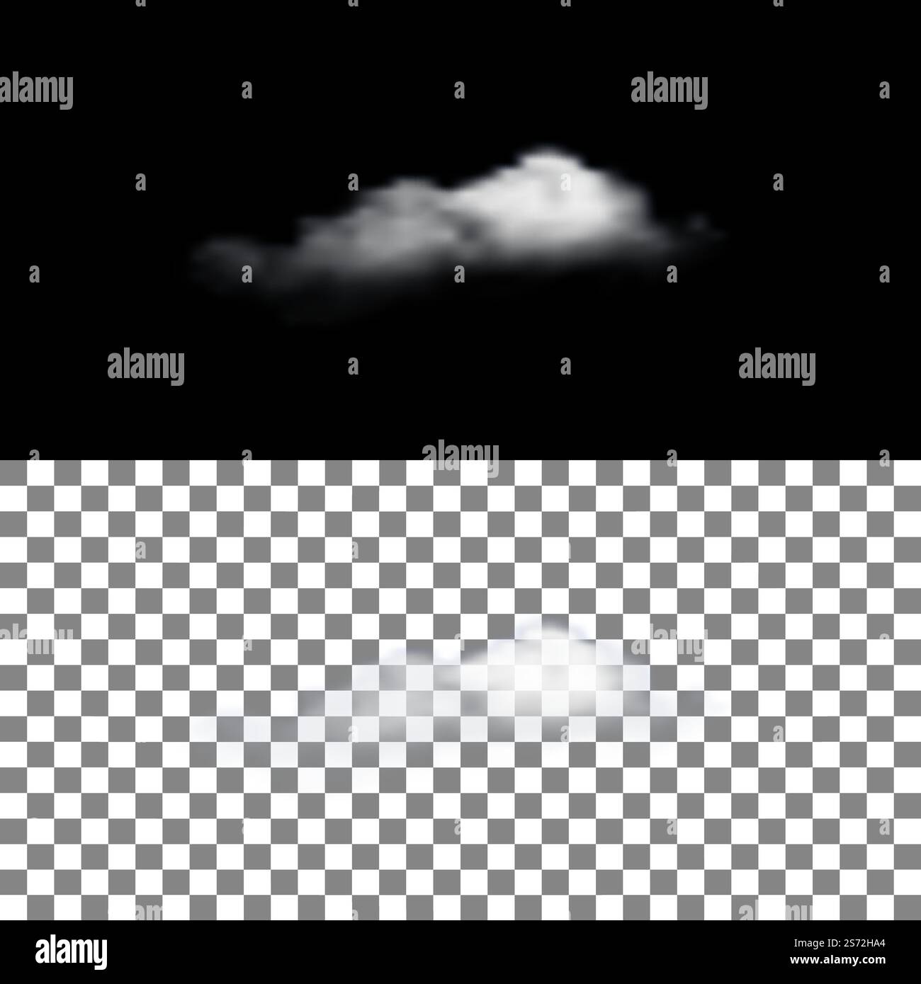 Realistic Cloud With Transparency On Black And Grid Background. Vector ...
