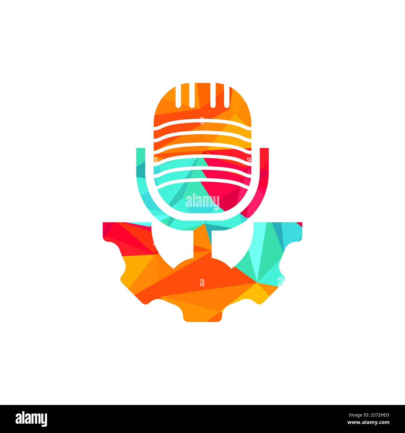 Gear podcast vector logo design template. Cog wheel and mic icon design ...