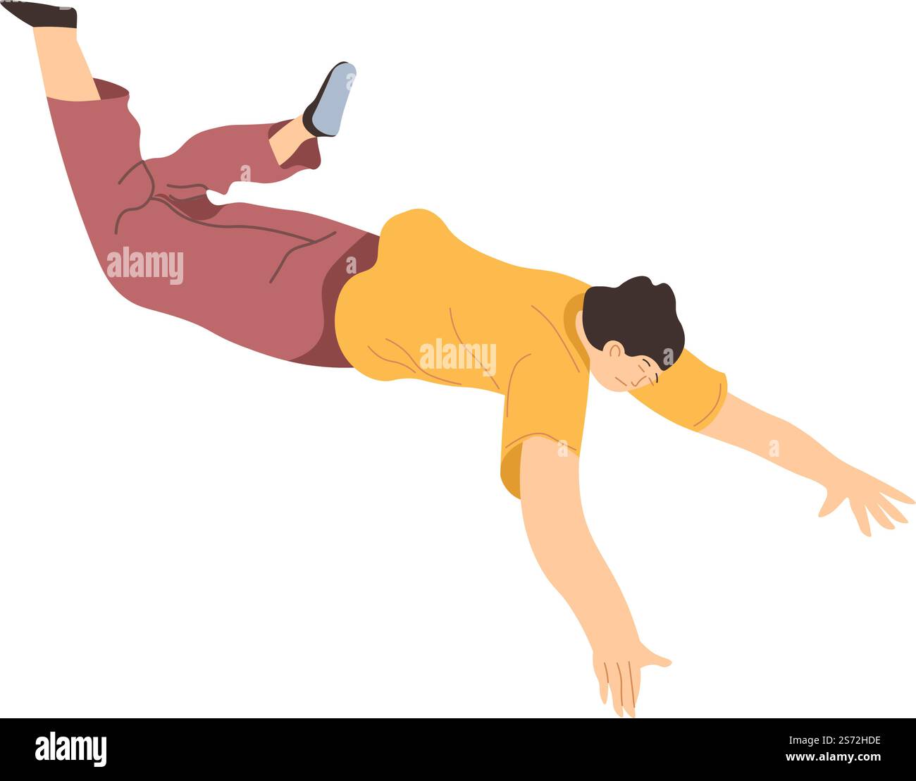 Man laying on ground in pain or unconsciousness, isolated male ...