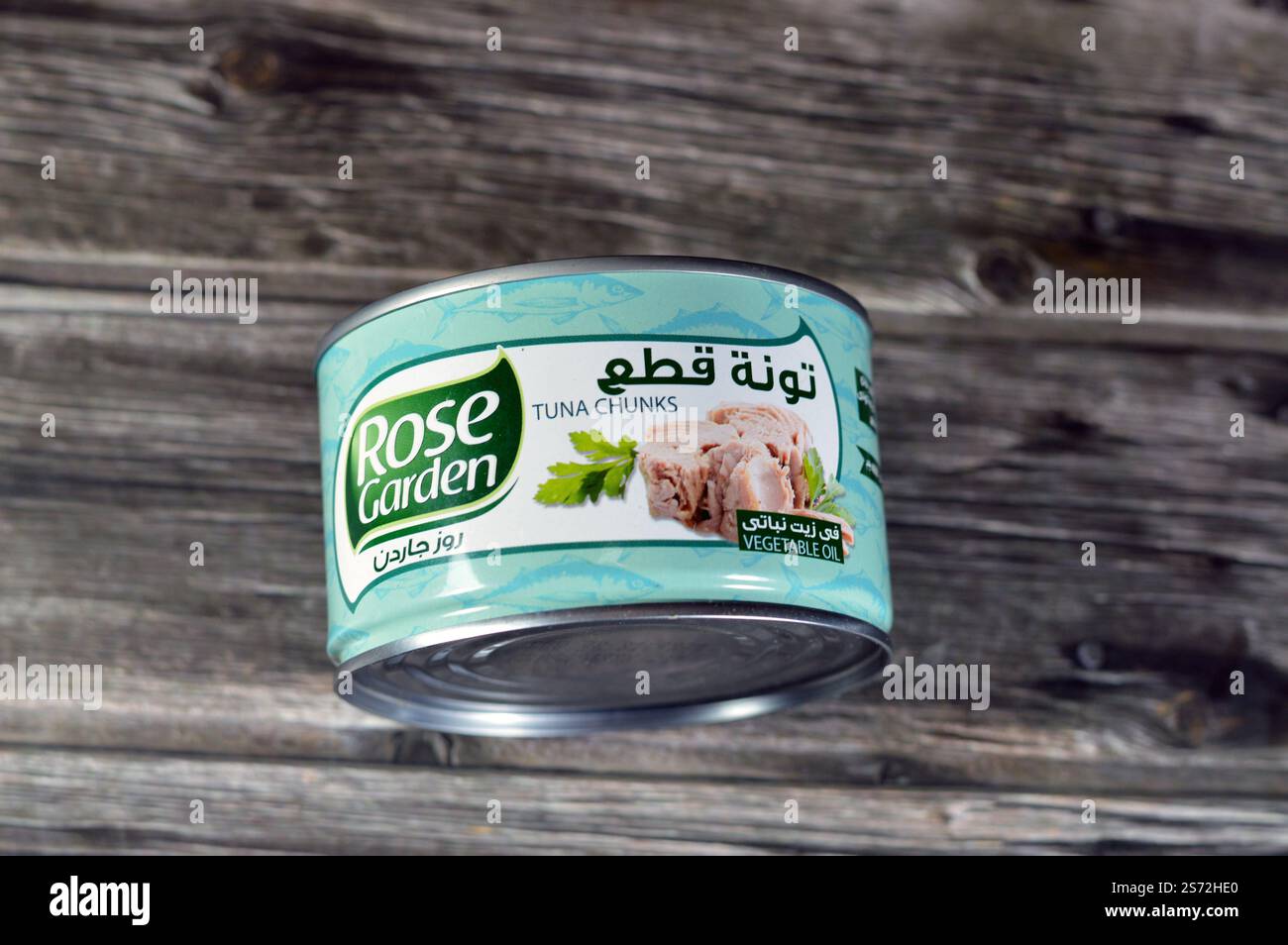 Cairo, Egypt January 2 2025: Rose Garden Tuna Chunks in vegetable oil ...
