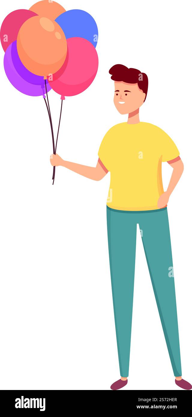 Balloon seller icon cartoon vector. Street man. Selling shop. Balloon ...