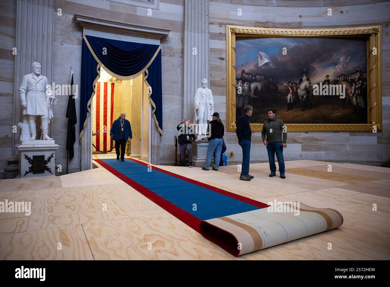 People are seen in the Rotunda of the U.S. Capitol building during ...