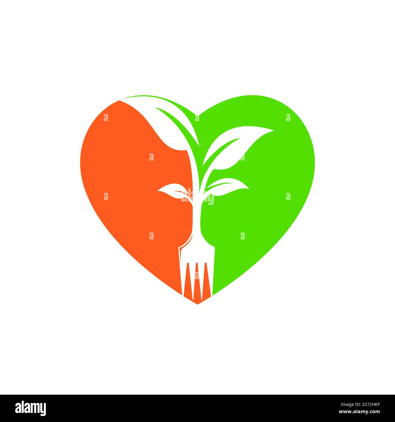Fork tree with heart shape vector logo design. Restaurant and farming ...