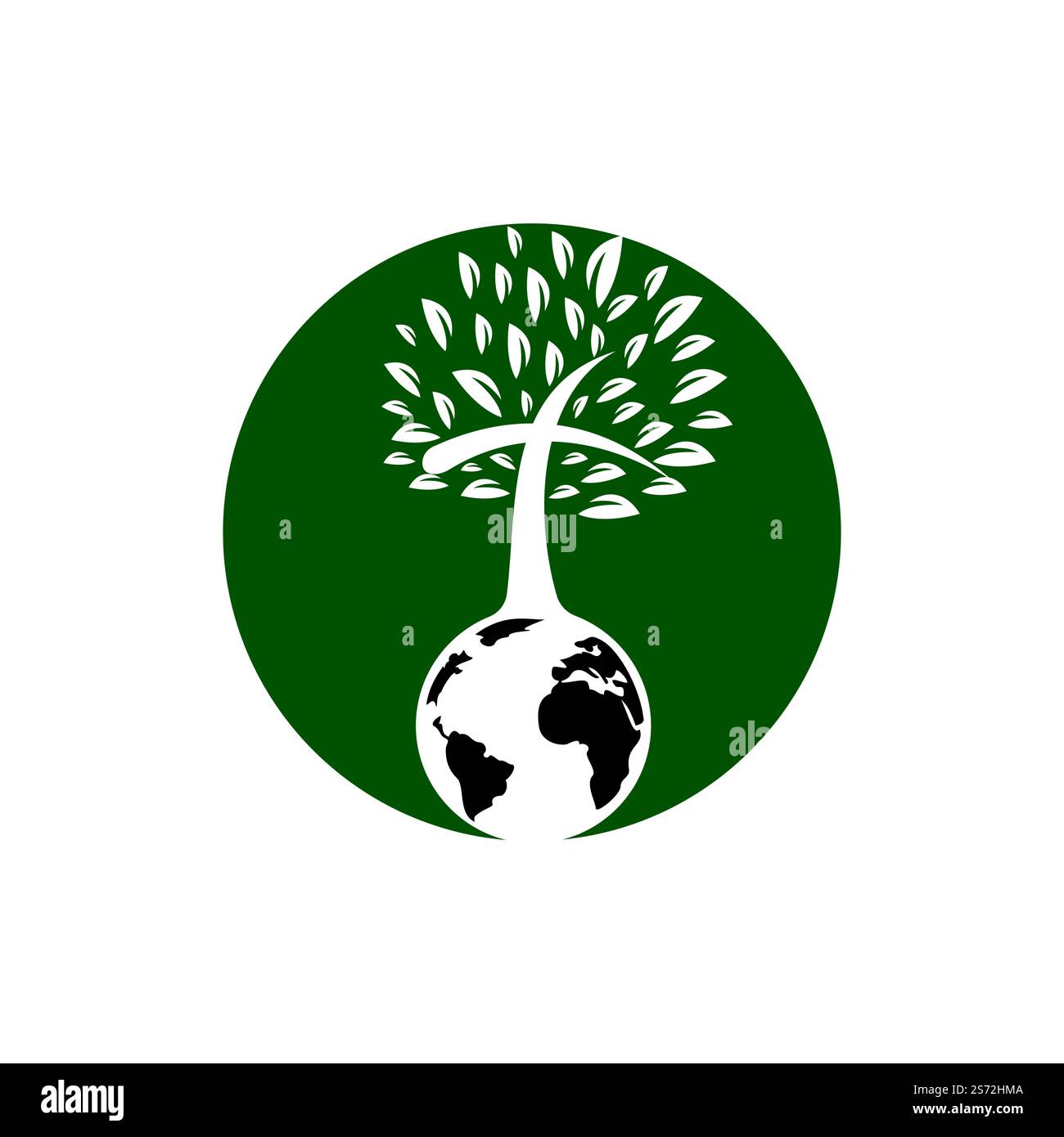 Global church vector logo design template. Globe with cross tree vector ...
