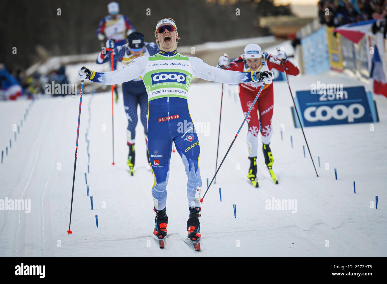 Edvin Anger from Sweden celebrates winning the final round of the men's ...