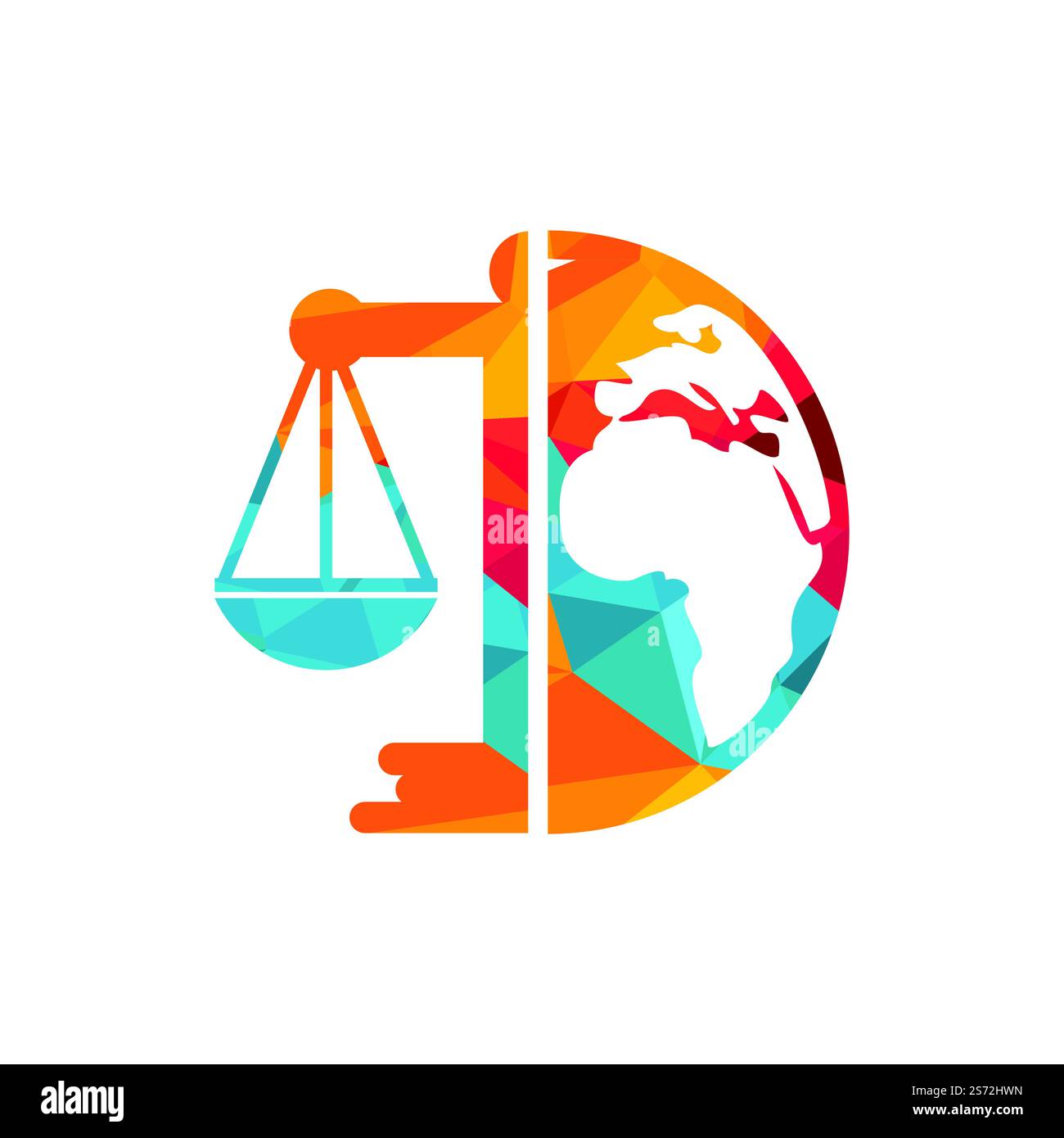 International tribunal and Supreme court logo concept. Scales on globe ...
