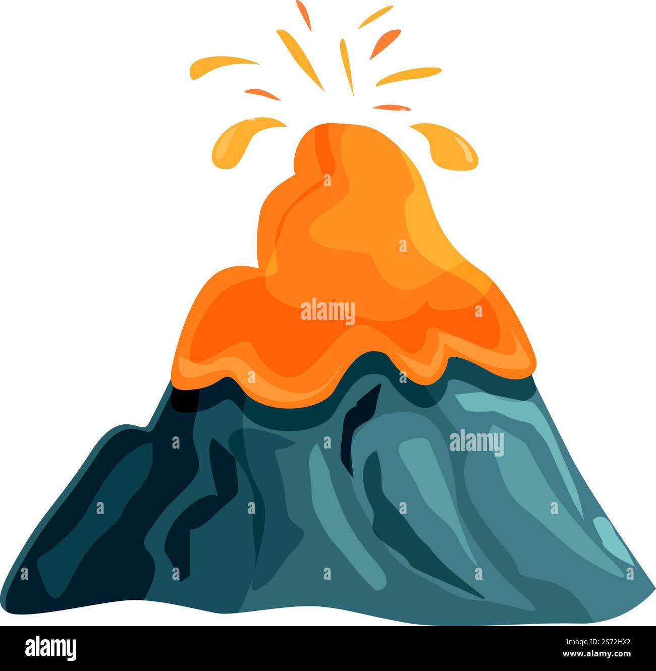 Red volcano icon cartoon vector. Volcanic eruption. Ash active. Red volcano icon cartoon vector ...