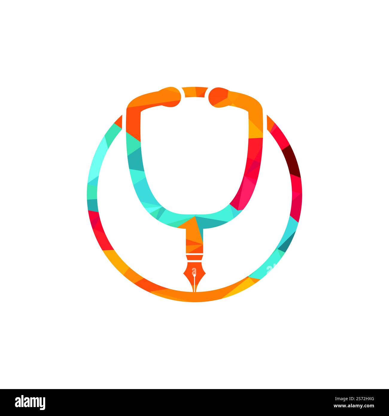Medical education vector logo design. Pen nib and stethoscope vector ...