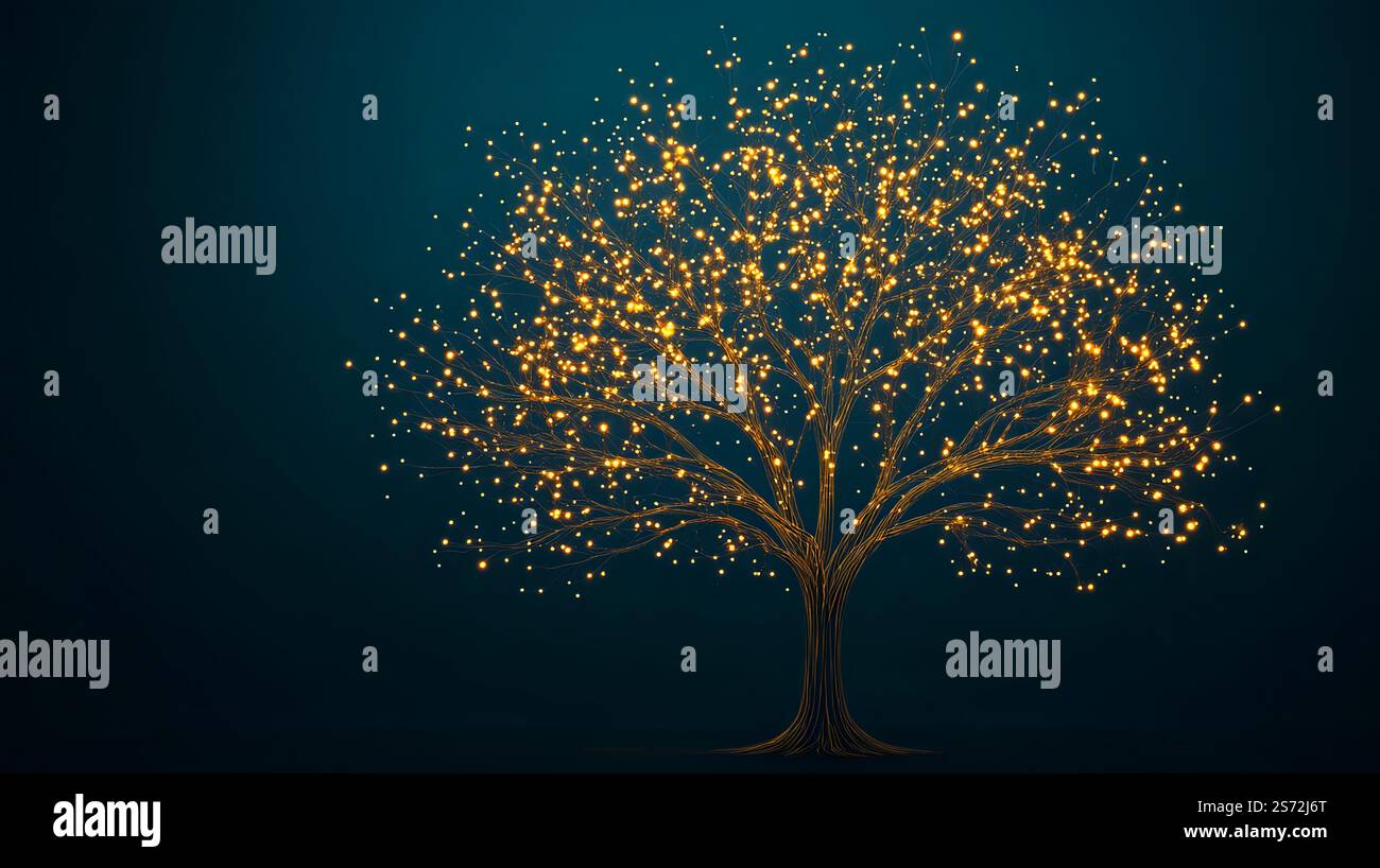 Glowing Modern Tree with Interconnected Branches Representing Growth and Conceptual Design. An ...