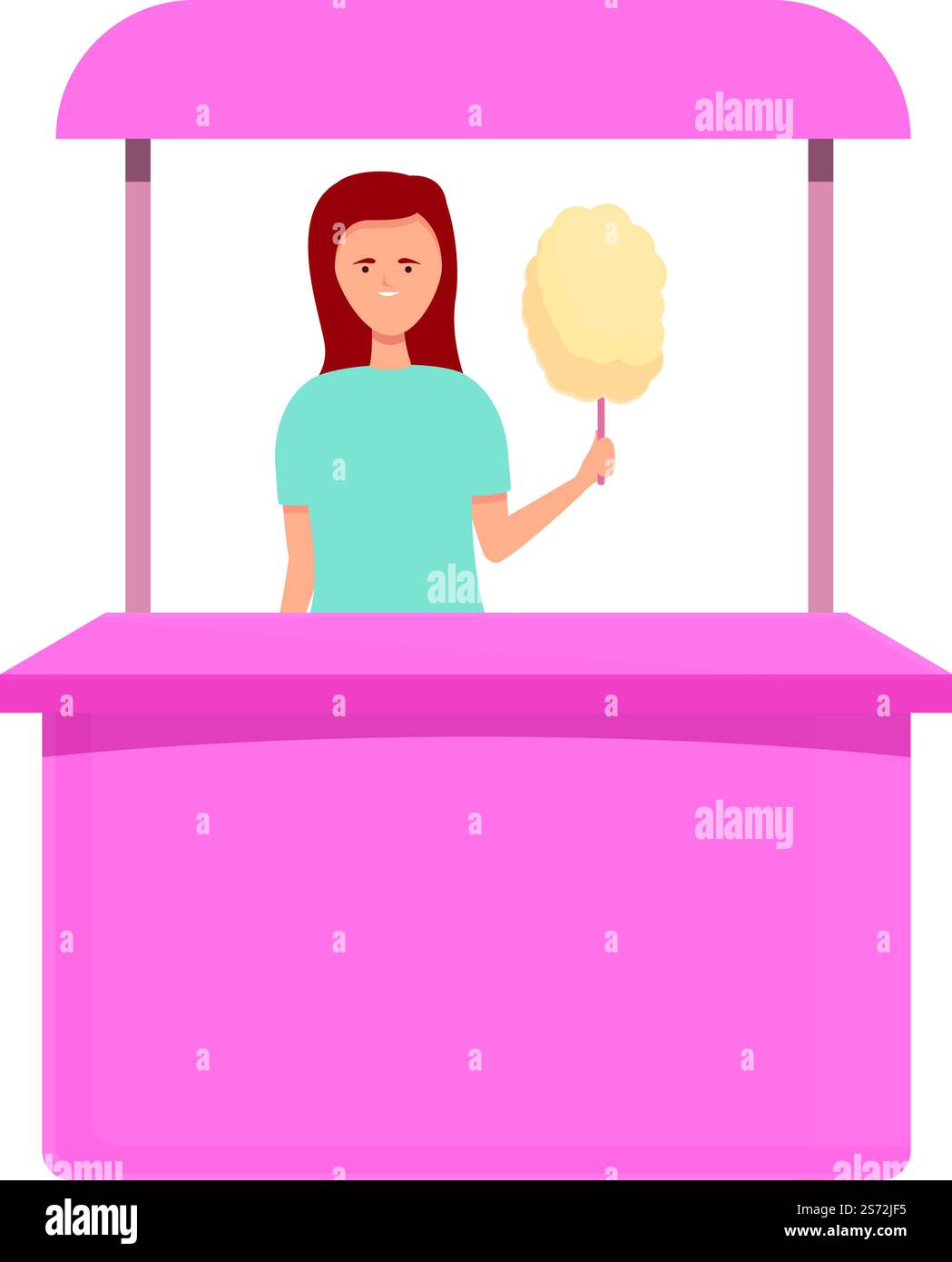 Holiday street stand icon cartoon vector. Cotton candy. Cart food ...