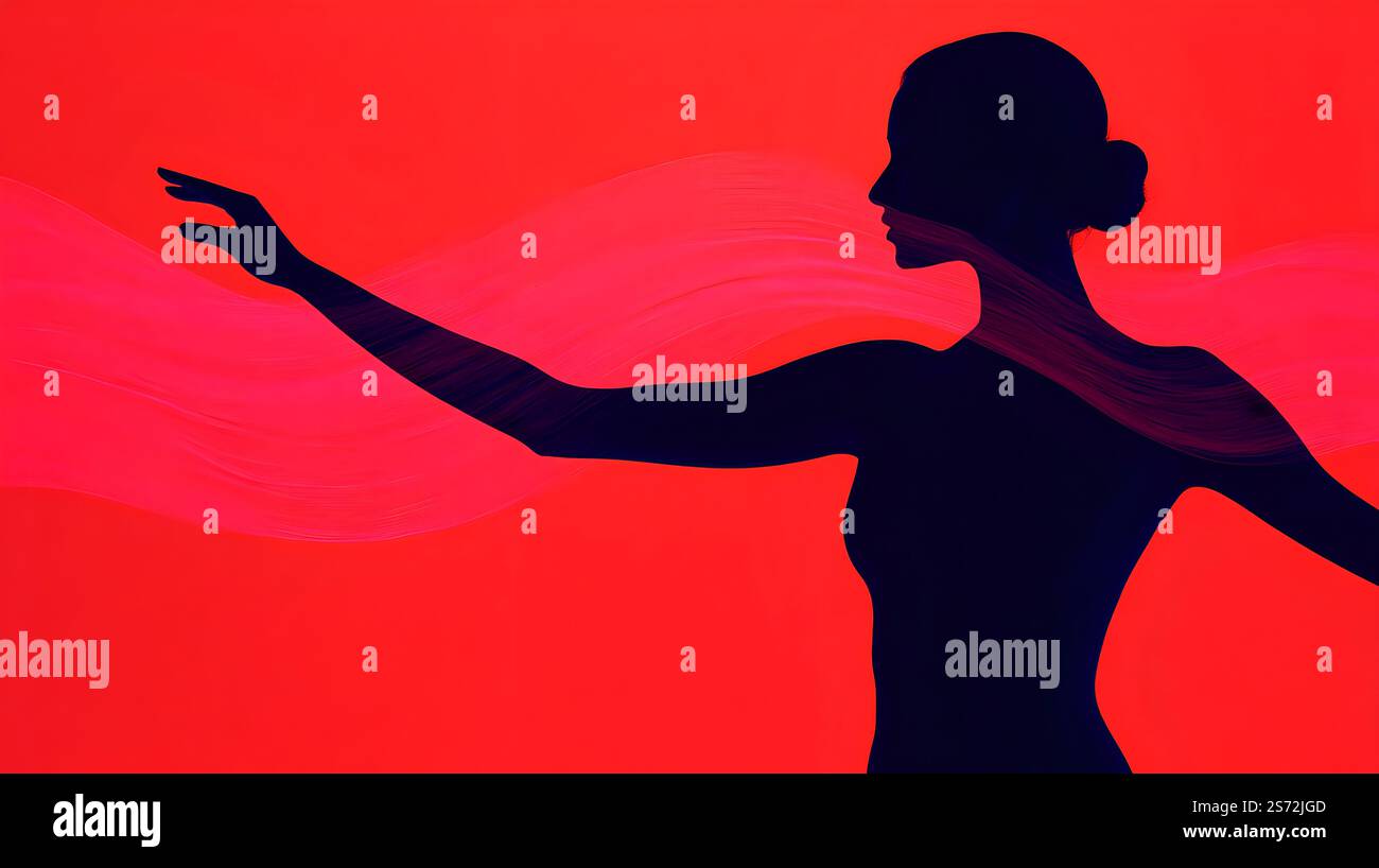 Dynamic and Rhythmic Silhouette of a Dancer Intertwined with Pulsating ...