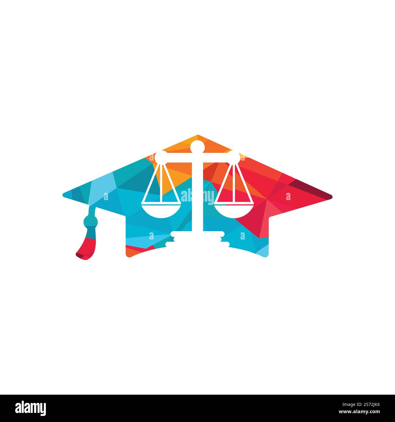 Law scale with graduation cap icon logo design. Law education vector ...