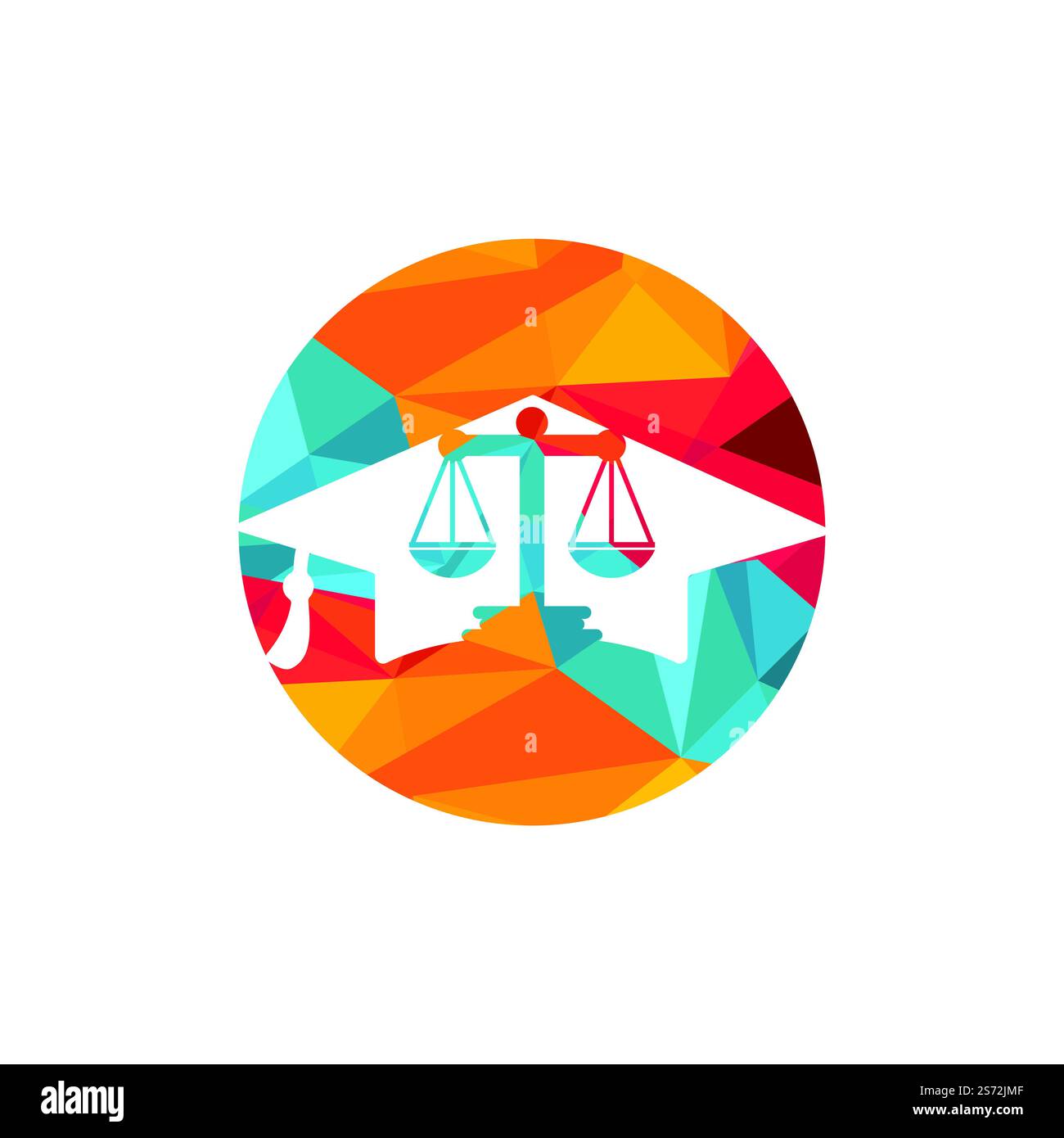 Law scale with graduation cap icon logo design. Law education vector ...