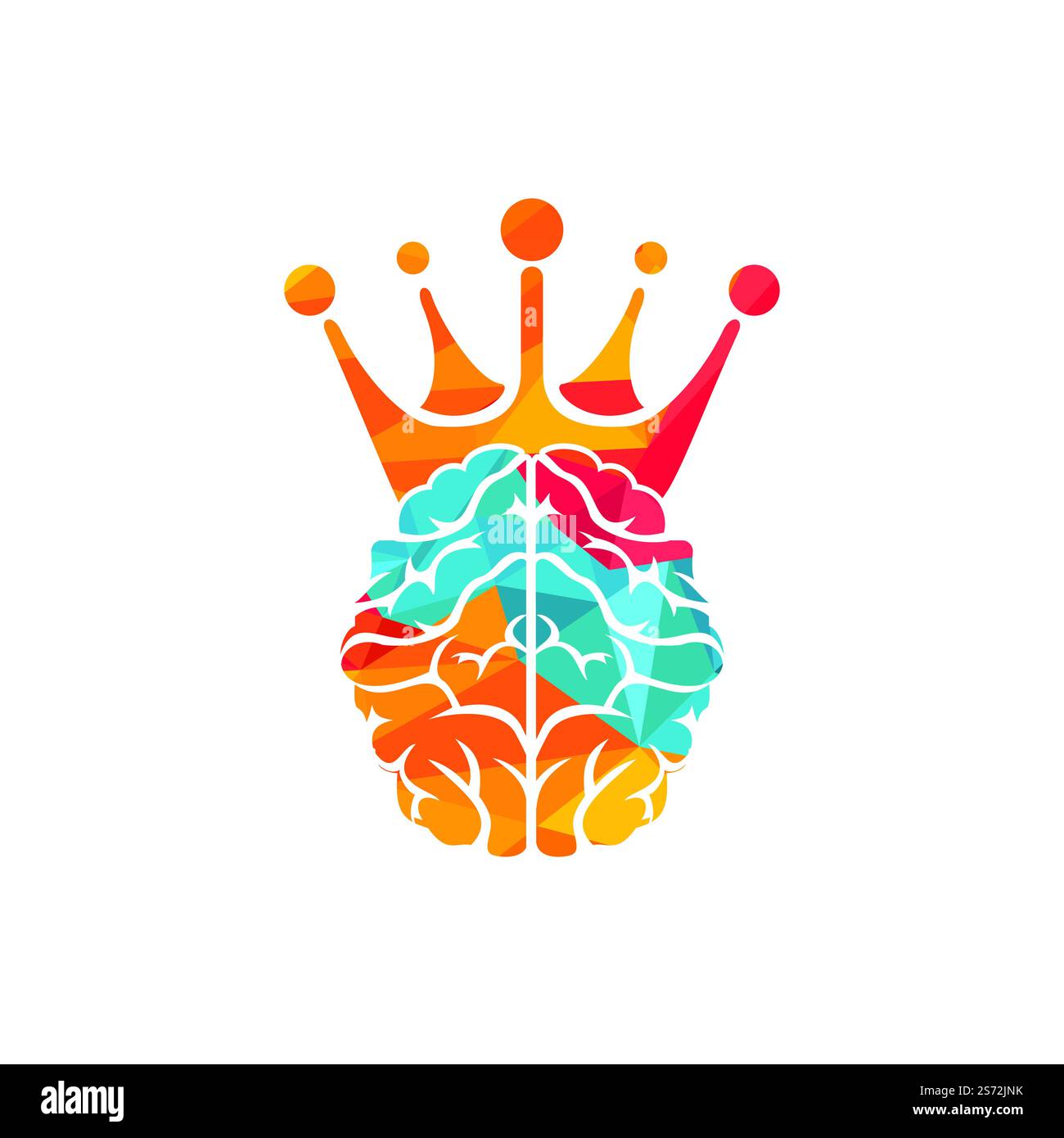 Smart king vector logo design. Human brain with crown icon design Stock ...