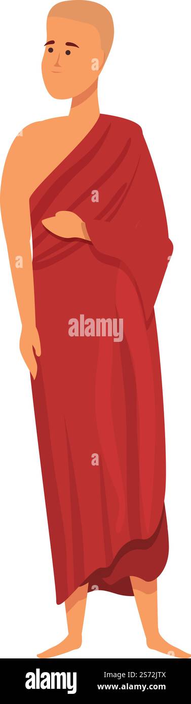 Red cloth monk icon cartoon vector. Sage meditate. Priest man. Red ...