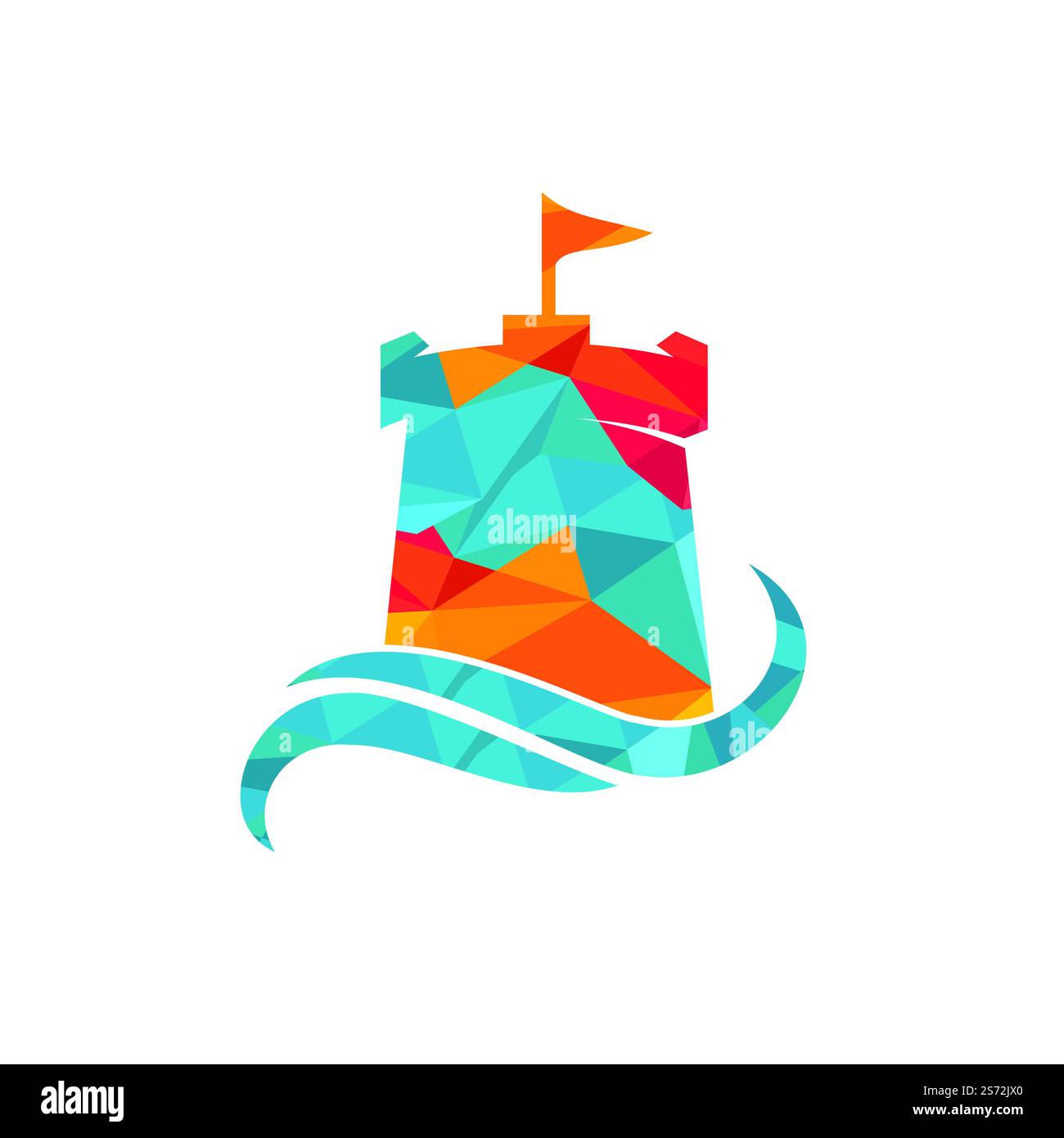 Castle wave vector logo design template. Abstract fortress wave logo ...