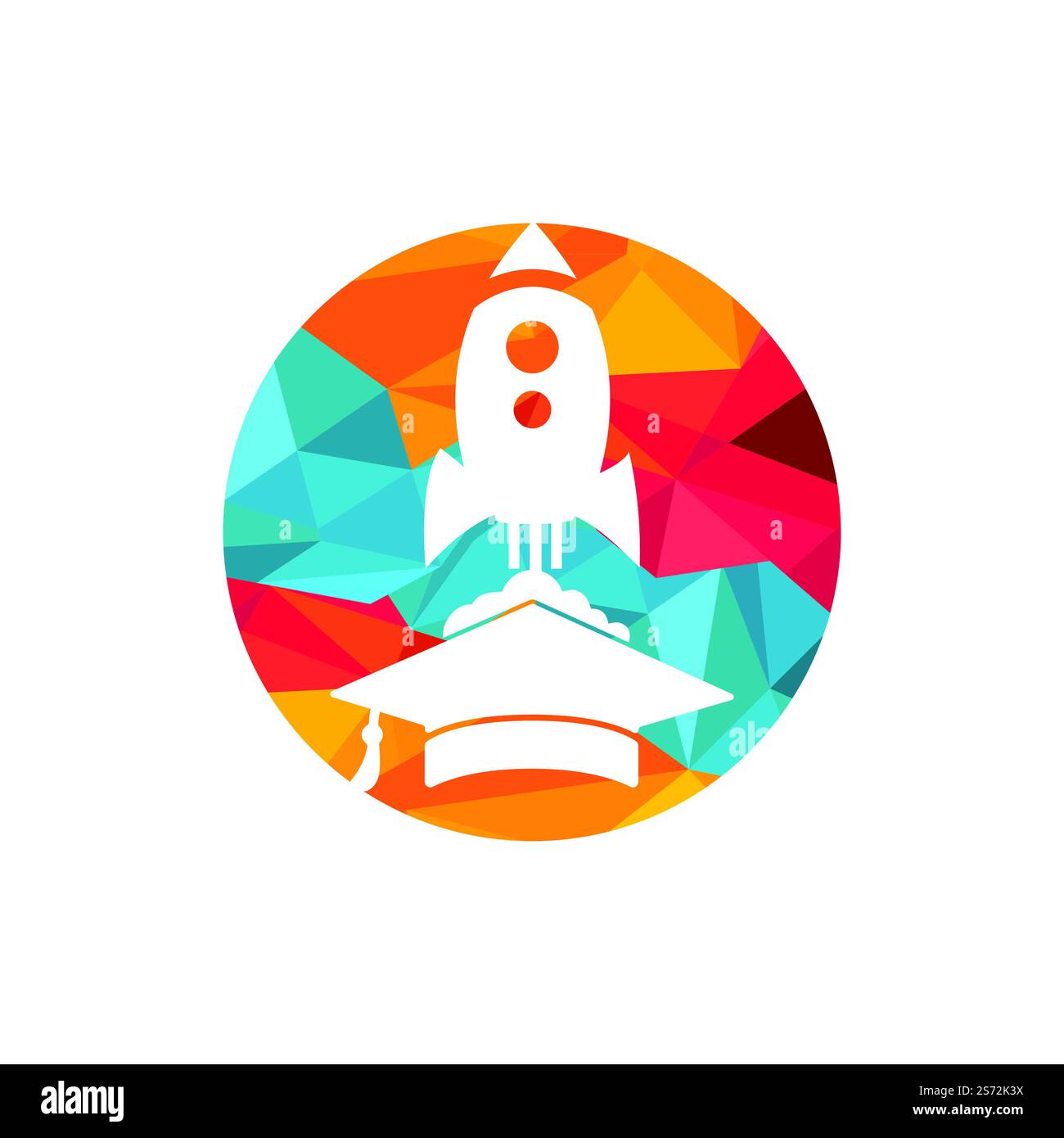 Graduation cap with rocket vector logo design. Rocket learning vector ...