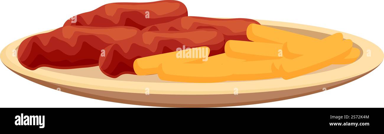 Meat potato dish icon cartoon vector. Food cuisine. Menu sauce. Meat ...