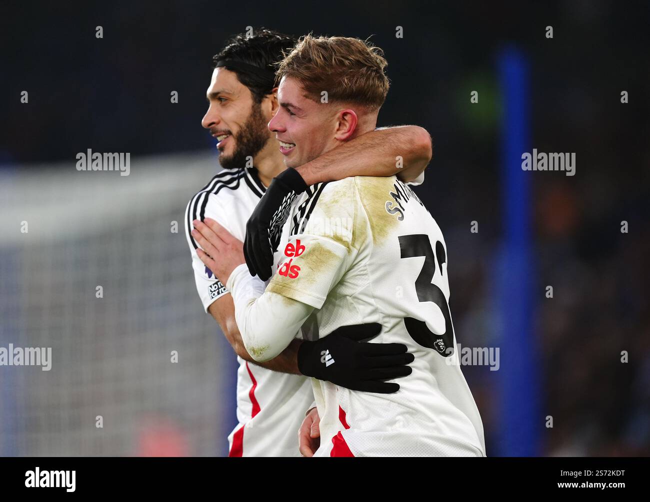 Fulham's Emile Smith Rowe celebrates scoring the opening goal with Raul ...