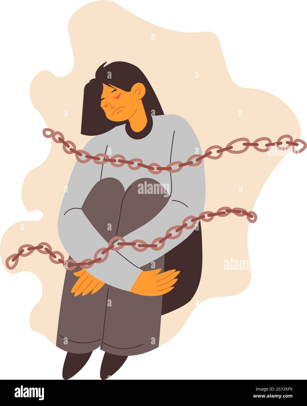 Isolated female character chained hi-res stock photography and images ...