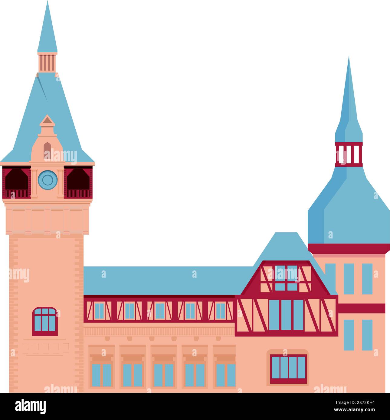 Romanian mountain church icon cartoon vector. Romania map. Landmark ...