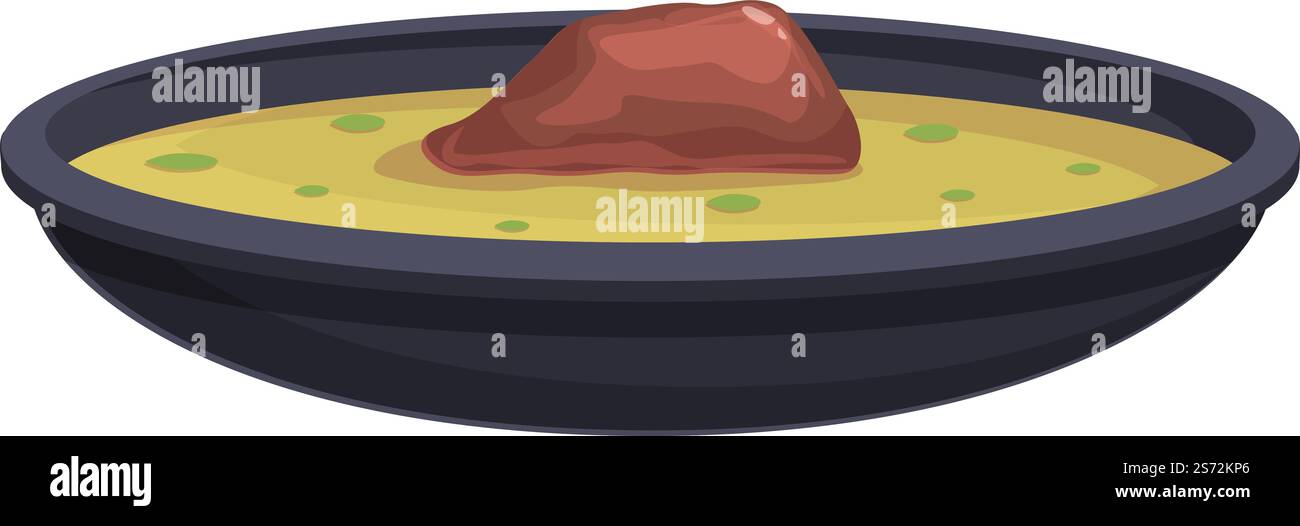 Chicken soup icon cartoon vector. Dinner food. Plate menu. Chicken soup ...