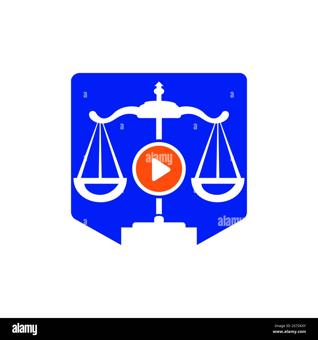 Creative play media law firm vector logo design. Scales and record ...
