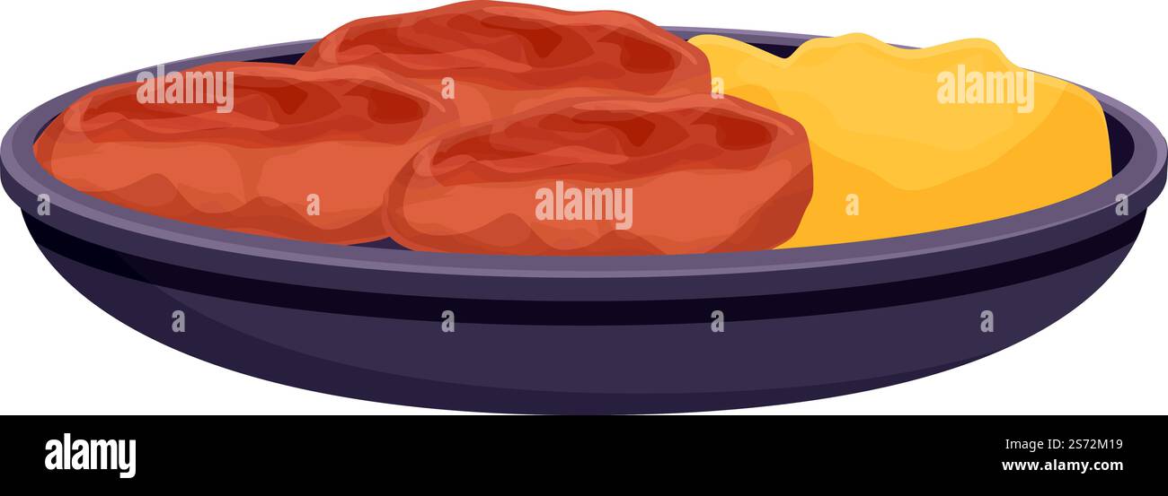 Meat cutlet icon cartoon vector. Restaurant food. Austrian cuisine ...