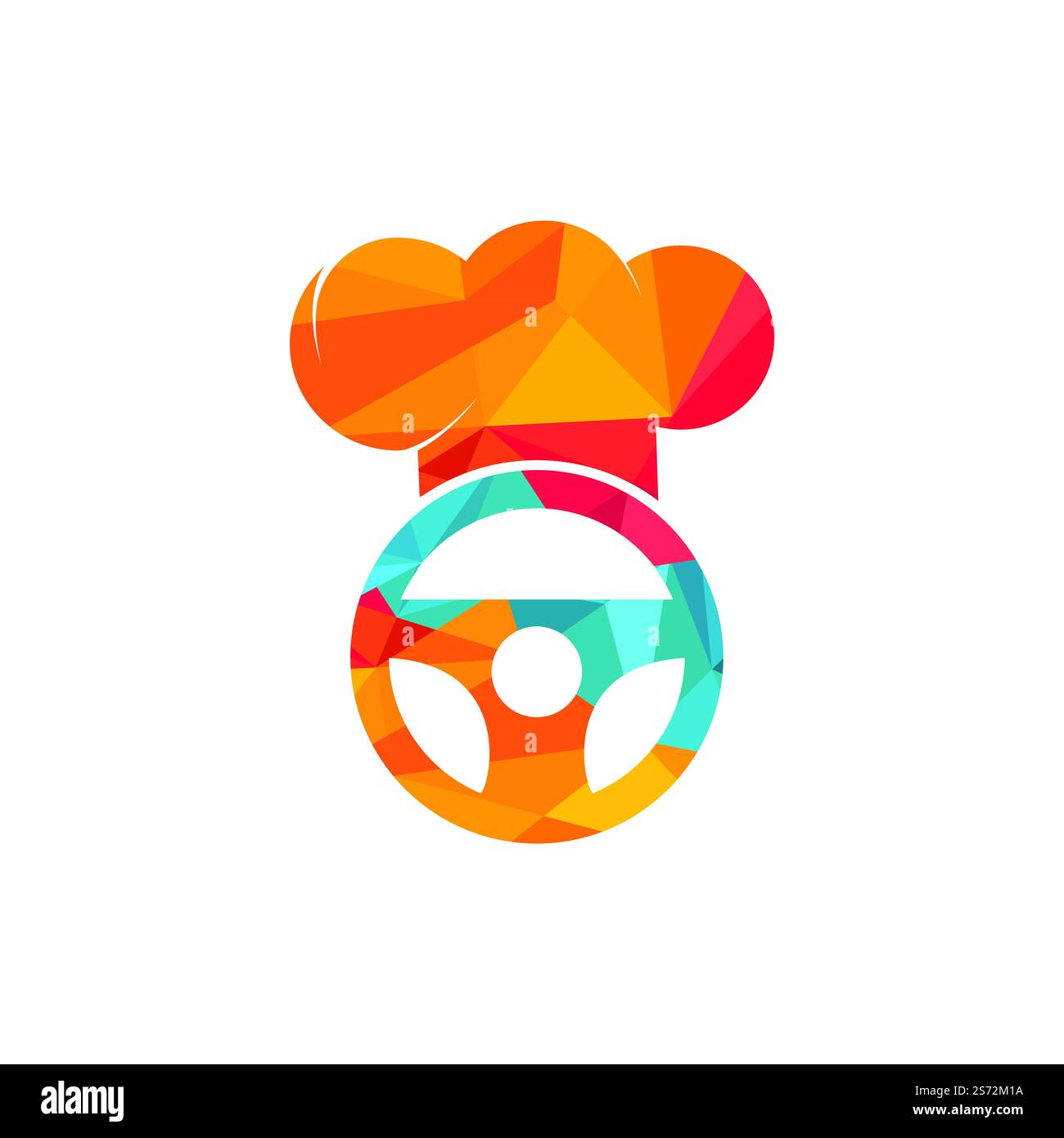 Food delivery catering vector logo design. Steering wheel and chef hat ...