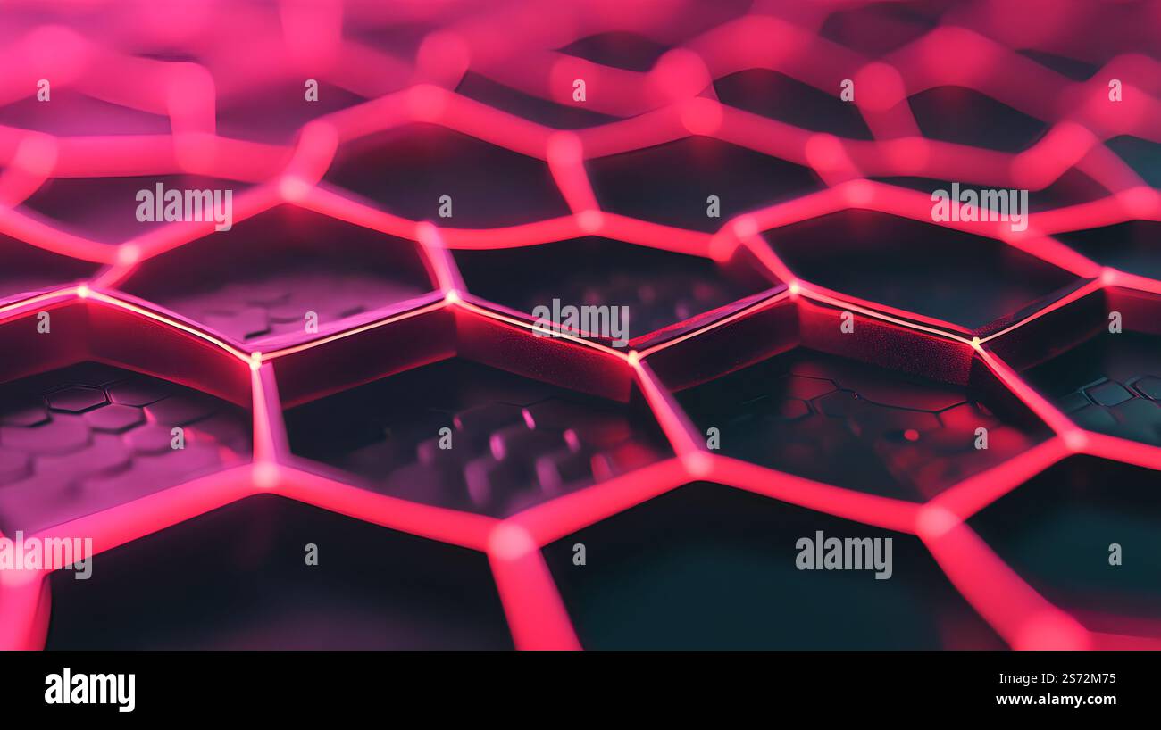 Soft Glowing Network Grid,Innovative Digital Technology Background,3D of Interconnected Luminous ...